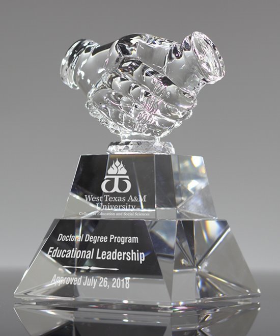 Crystal Handshake Trophy Tower